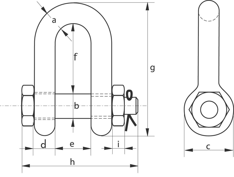 Green Pin Dee Shackle with Nut & Pin Grade 6 - Hird Sales